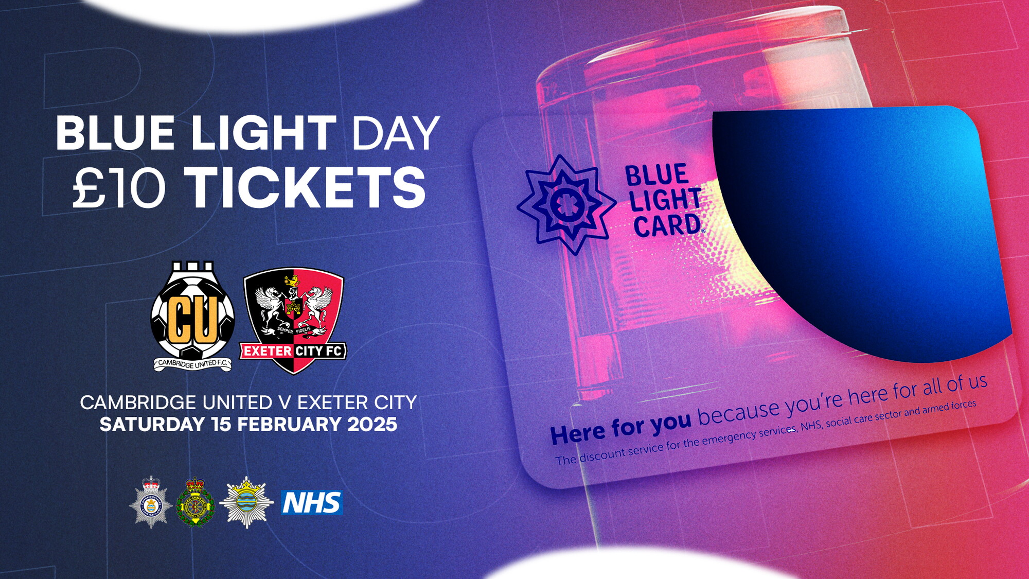 Blue Light Day vs Exeter City - £10 tickets available | Cambridge ...