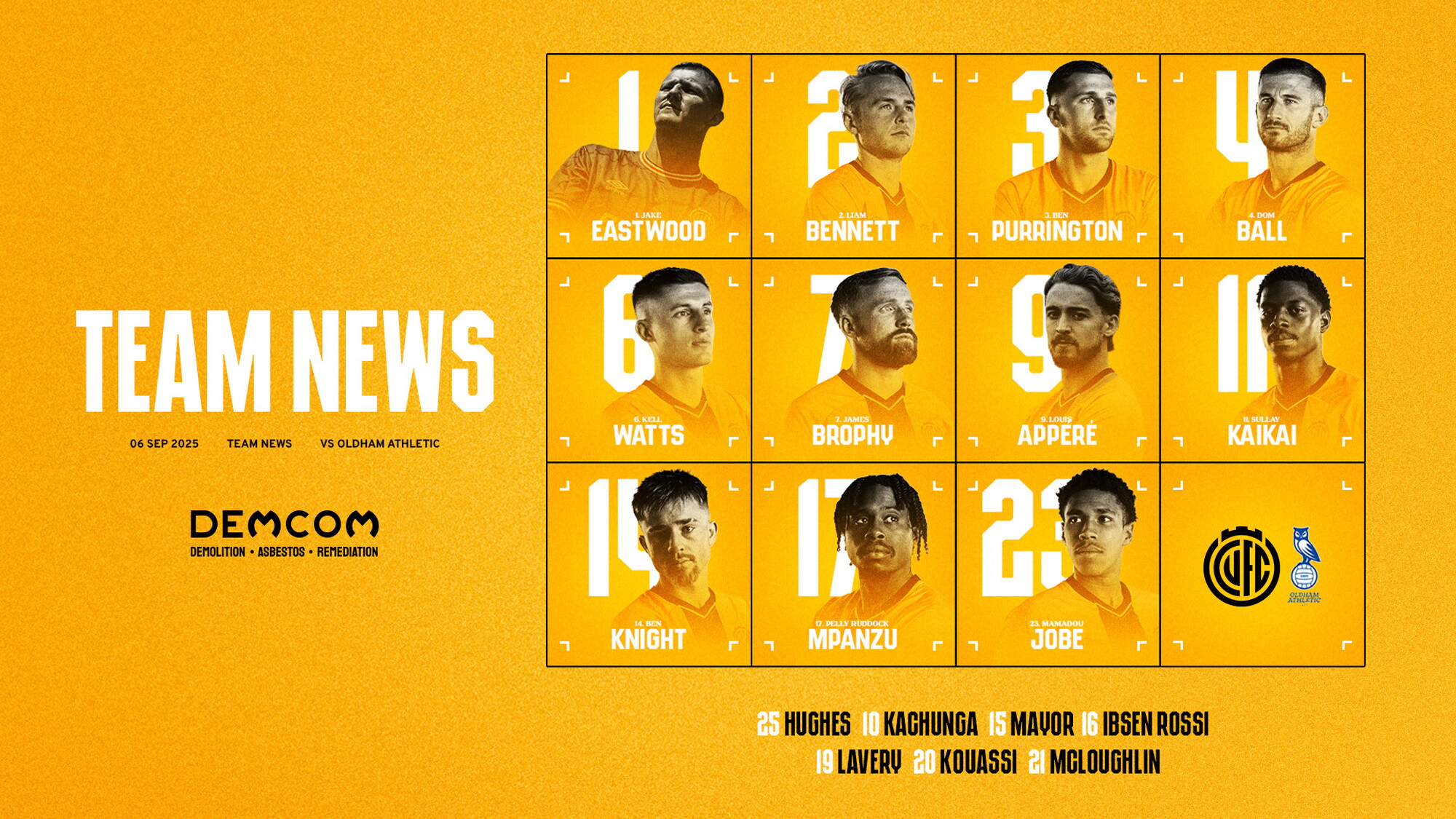 Team News: Oldham Athletic (H) | Cambridge United F.C.