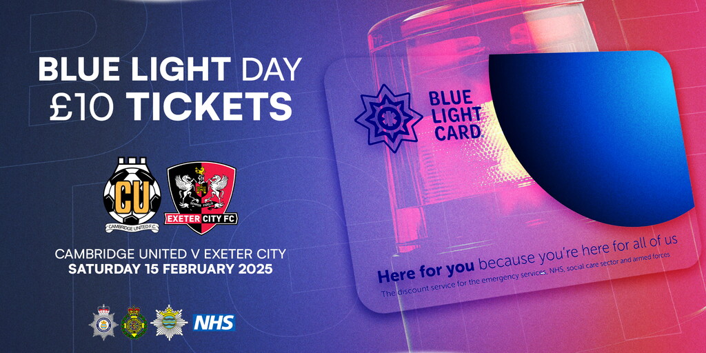 Blue Light Day vs Exeter City - £10 tickets available | Cambridge ...